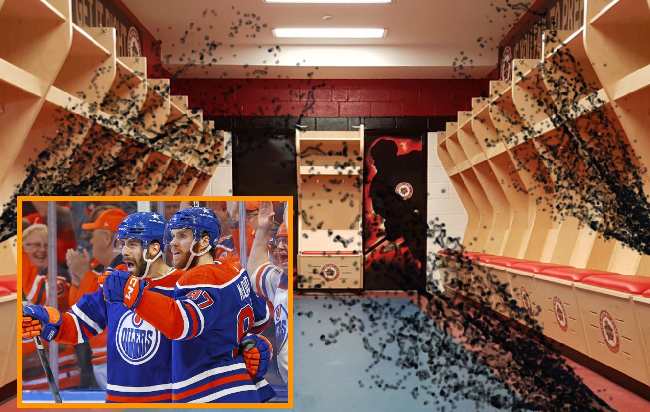 Celebratory Edmonton Oilers spray locker room with unrefined bitumen as ...